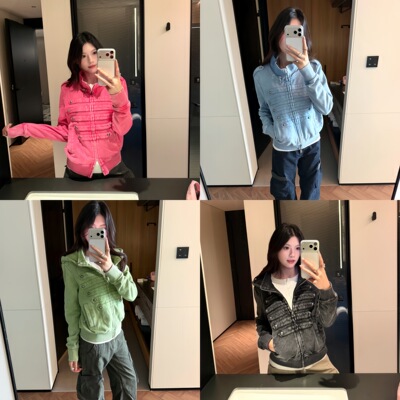 AMER 美式复古拿破仑水洗连帽宽松休闲开衫卫衣外套女