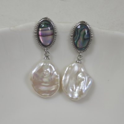 14x17mm花瓣珍珠耳坠