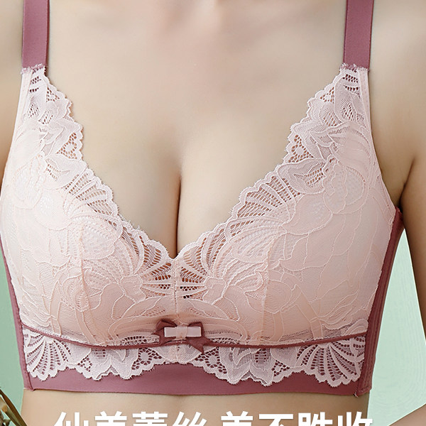 无钢圈内衣女大小胸聚拢显大调整型侧收副乳防下垂蕾丝文胸罩套装