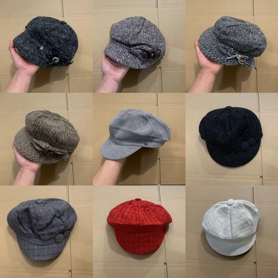 秋冬季格子八角帽女英伦显脸小复古鸭舌贝雷帽学生画家报童帽百搭