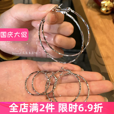 大爆款！细细闪闪的素圈耳环圈圈女高级感2025耳圈耳饰女精致耳钉