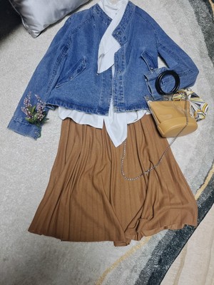 中长款百褶裙女2022新款韩版高腰显瘦宽松休闲半身裙