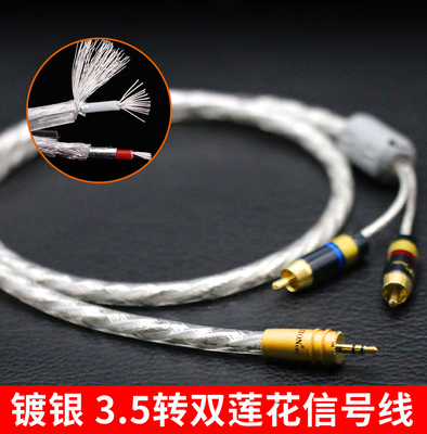美国进口立顿/LITON镀银信号线3.5转双RCA一分二加密双屏蔽音频线