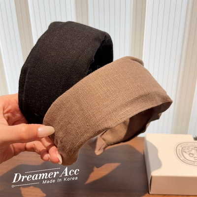 韩国进口  黑色森系棉麻宽边发箍遮白发高级感头箍气质百搭压发女