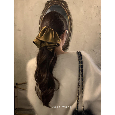 好法式！氛围缎面扇形抓夹发抓