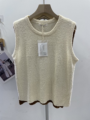 缤典35588韩版秋季新慵懒风圆领纯色休闲显瘦套头无袖针织衫上衣