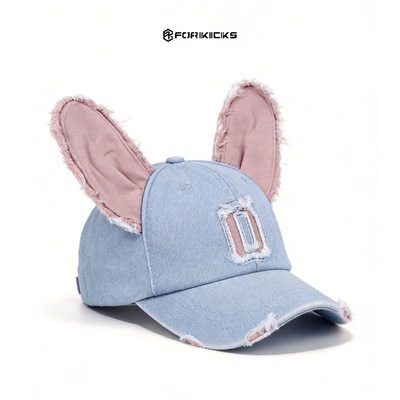 「反骨萌兽」纯棉牛仔立耳棒球帽