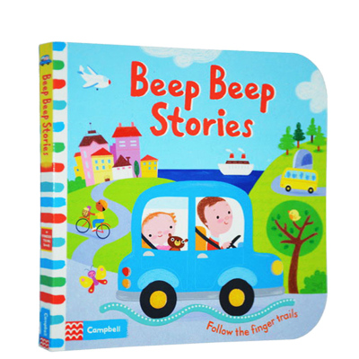 英文原版 Beep Beep Stories  Follow the Finger Trails 儿童纸板触摸翻翻书 边玩边学 亲子互动学习