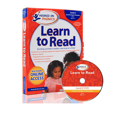 英文原版教辅 迷上自然拼读 第二级 Hooked on Phonics Learn to Read Level2 启蒙3-4岁英语美国孩子普遍使用的自然拼读教辅含DVD