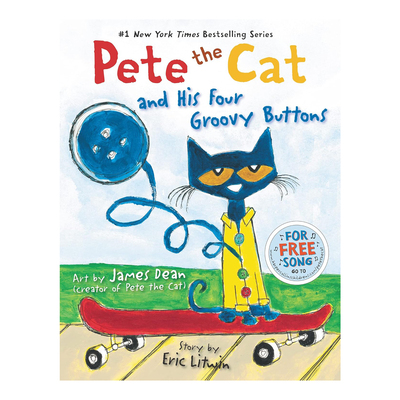 预售 英文原版 Pete the Cat and His Four Groovy Buttons 皮特猫和他的四颗时髦纽扣 精装绘本 儿童启蒙图画故事书