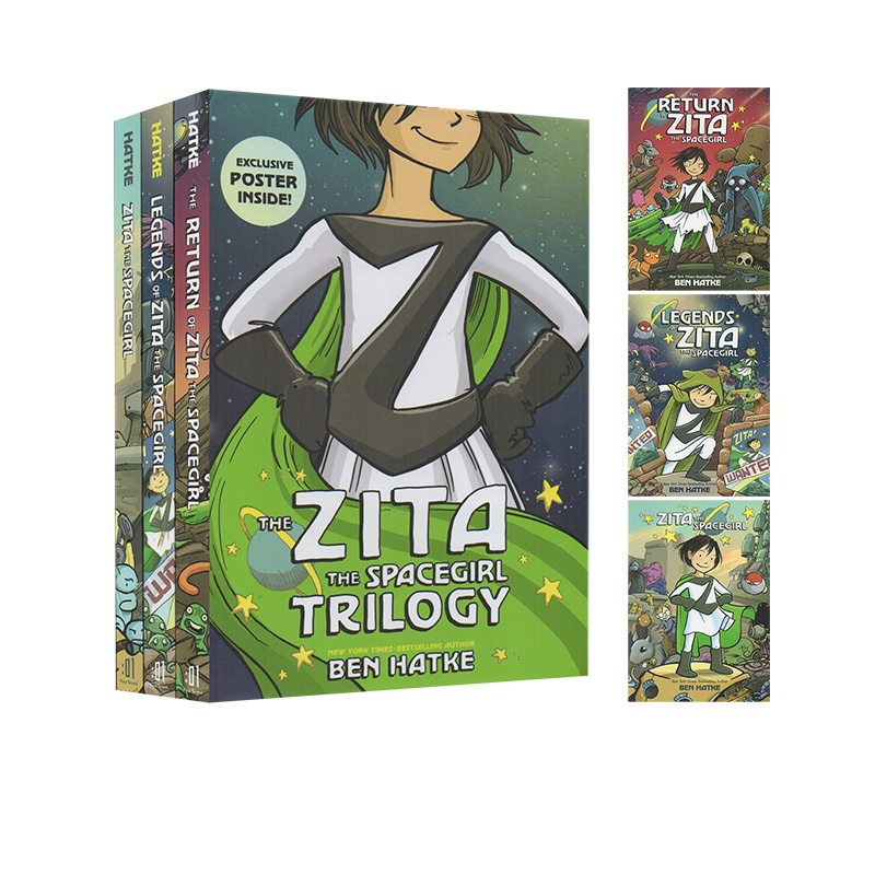 英文原版 The Zita the Spacegirl Trilogy Boxed Set 3册礼盒装全彩版附海报全彩漫画绘本书中小学英语课外 ...