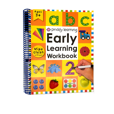 英文原版 Wipe Clean Early Learning Workbook 螺旋装帧 附赠书写马克笔 儿童早教写作练习 数字技能培养 可擦写练习册