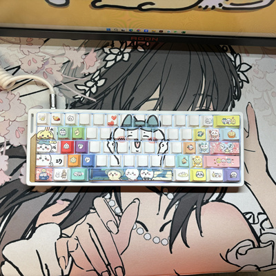 Chiikawa主题侧刻字透键帽适配Wootingez63made68美加狮夜魔迈从