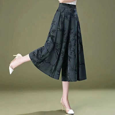 百搭高腰显瘦冰丝七分裙裤女