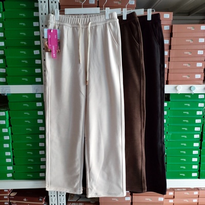 羽珞樱花裤羊毛加绒外穿女直筒裤