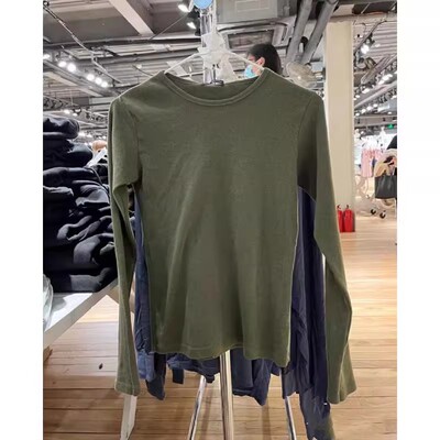 圆领长袖T恤女套头纯棉