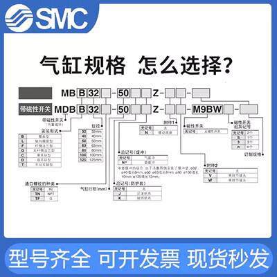 SMC标准MBW气缸MBB20/MDBB32/40/50/63/80/125-25/50/75Z-XC8-MBK