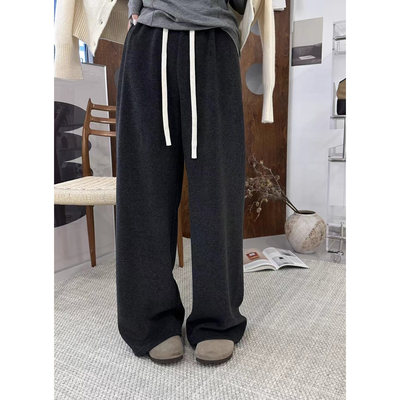 加绒加厚条纹裤高腰糯米裤窄版阔腿裤MarioQueiroz2586-1毛巾裤子