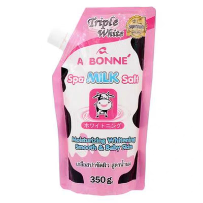 A Bonne泰国牛奶浴盐SPA磨砂膏温和去角质去死皮奶香酸奶莓VC柠檬