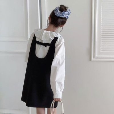 OMELET蛋卷-早春韩系复古百搭小香风后蝴蝶结背心裙背带裙NQ25114