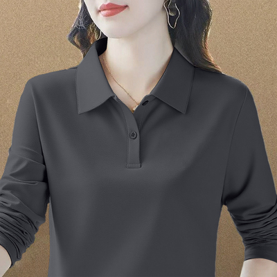 纯棉polo衫长袖t恤女春秋