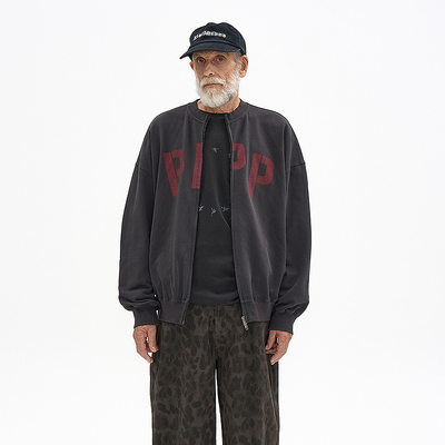 重磅针织复古双拉链经典棒球服