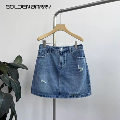 GOLDENBARRY|金和百瑞2025年夏315092花漾绣袋牛仔半裙