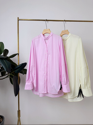 GOLEDEN BARRY金和百瑞212538领口镂空设计灯笼袖衬衫