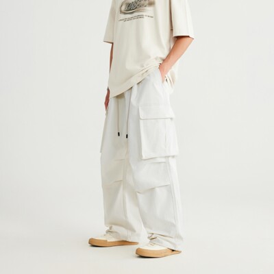 INF潮牌街头日系复古机能个性大口袋阔腿休闲长裤韩版伞兵工装裤