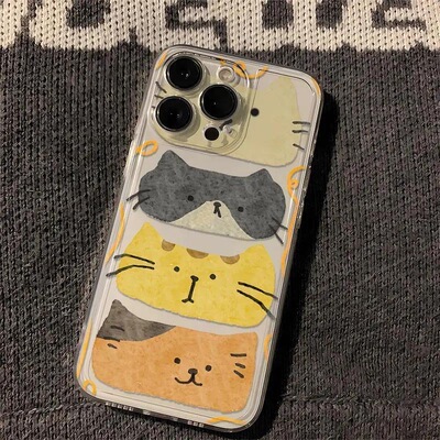 可爱小猫叠叠乐适用iPhone17promax手机壳苹果16pro/14软壳13透明12软保护套11防摔15pro创意