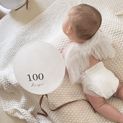 宝宝100天乳胶透明气球生日男女孩天使翅膀装饰拍照百天布置背景