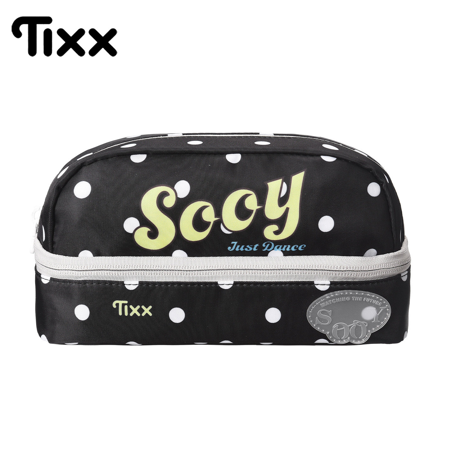 TIXX提叉叉 x SOOY 黑糖波点笔袋女生大容量带笔插隔层学生文具盒