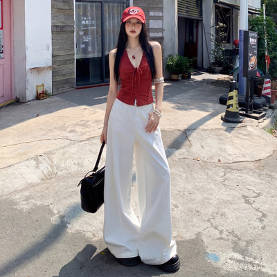 mali 玛莉&时尚减龄｜多巴胺｜宽松直筒阔腿牛仔裤女