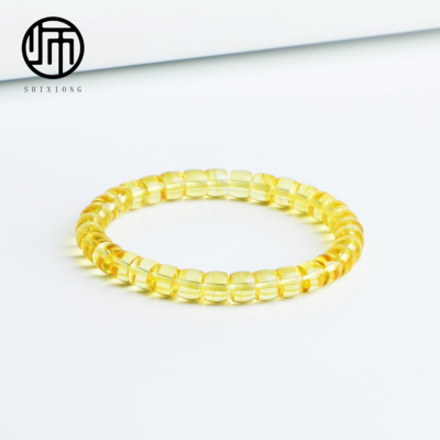 收藏级天然无优化KM国矿一级料原矿琥珀金珀直切手串7mm