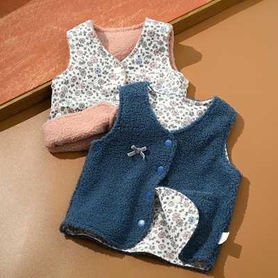 两面穿纯棉仿泰迪绒马甲水沐良品