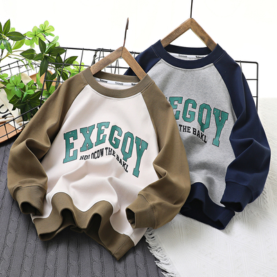 儿童纯棉卫衣插肩袖百搭男女童秋