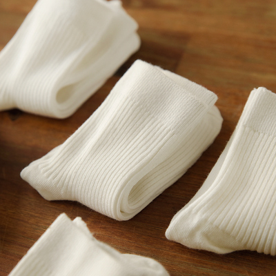 5双装白袜子纯棉坑条中筒袜