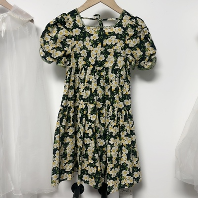 【特】B绿色碎花连衣裙，棉布裙，0603