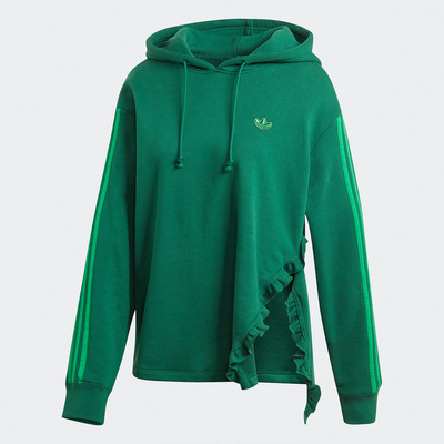 三叶草女荷叶边运动卫衣套头衫