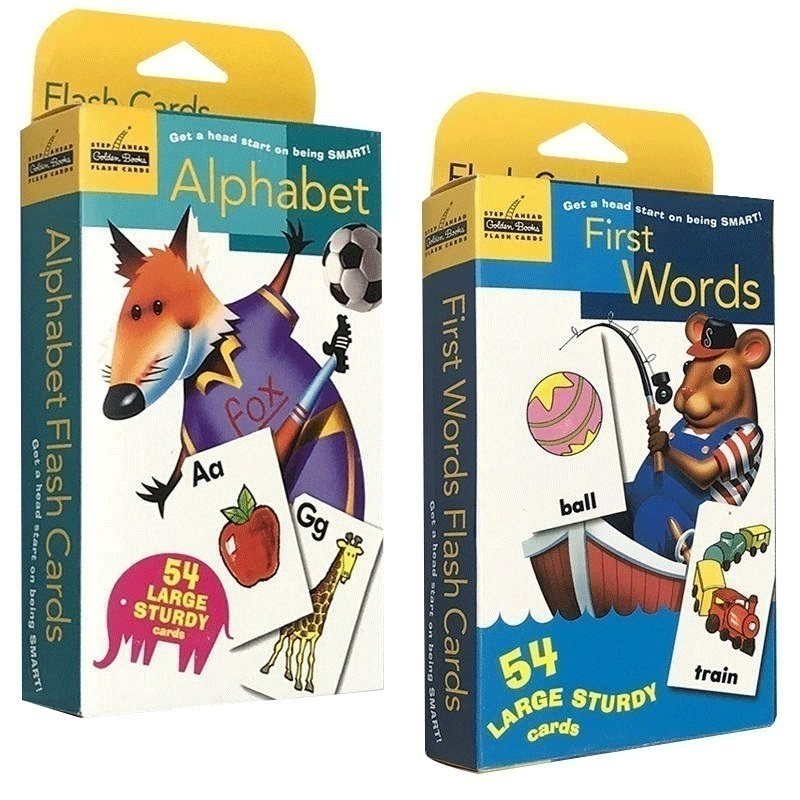 54张英语单词字卡片2盒装 First Words Alphabet英文版 Golden Books兰登出品英文原版幼儿启蒙认知早教词卡亲子 ...