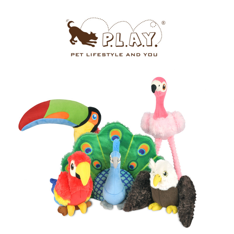 丛林系列2 PLAY美国狗狗发声毛绒玩具 巨嘴鸟鹦鹉孔雀火烈鸟老鹰