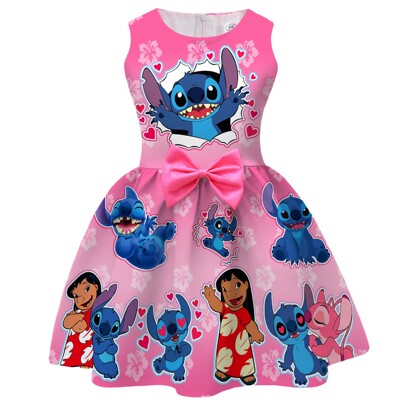 节日派对星际宝贝Lilo and Stitch女童连衣裙无袖蝴蝶结夏公主裙