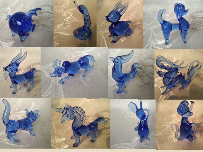 包邮蓝水晶十二生肖摆件鼠牛虎兔龙蛇马羊猴鸡狗猪朋友生日礼物品