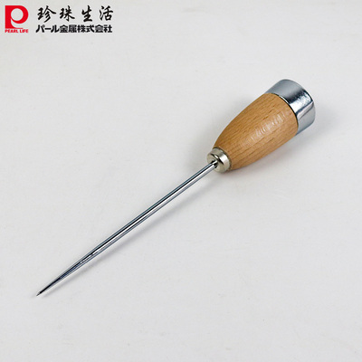 日本进口c-4883木柄不锈钢调酒器长柄打孔定位工具冰锥凿冰工具