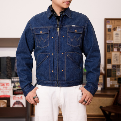 红风 洗水牛仔外套男春季原牛14OZ美式复古夹克24MJZ牛仔衣60S
