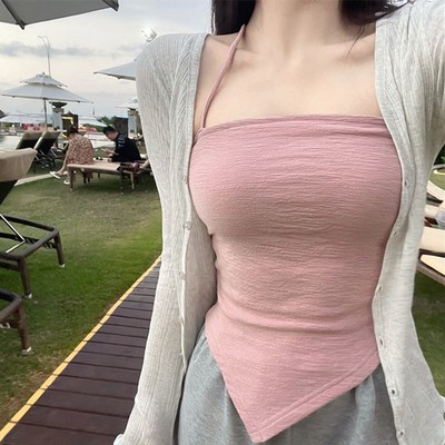 不规则吊带背心女纯欲