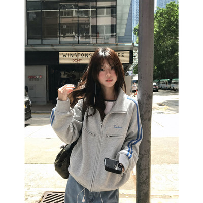 宽松立领卫衣外套拉链