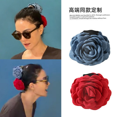 王菲同款复古玫瑰花朵发夹抓夹