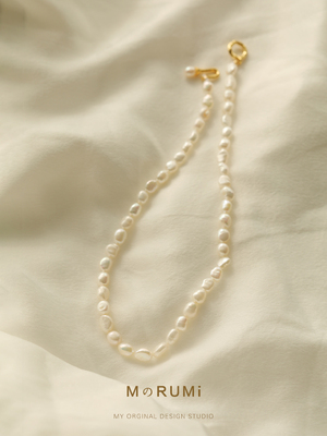 优雅复古珍珠项链黄铜女士天然巴洛克