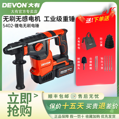 大有5402充电电锤无线锂电冲击钻电钻电镐两用电捶工业级电动工具